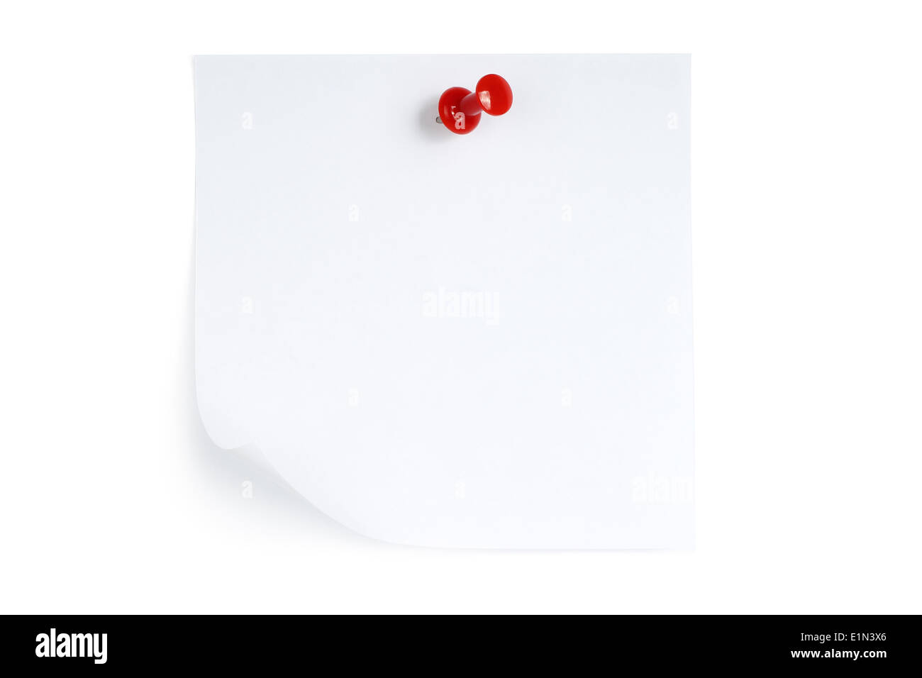 White note with pin on white background Stock Photo - Alamy