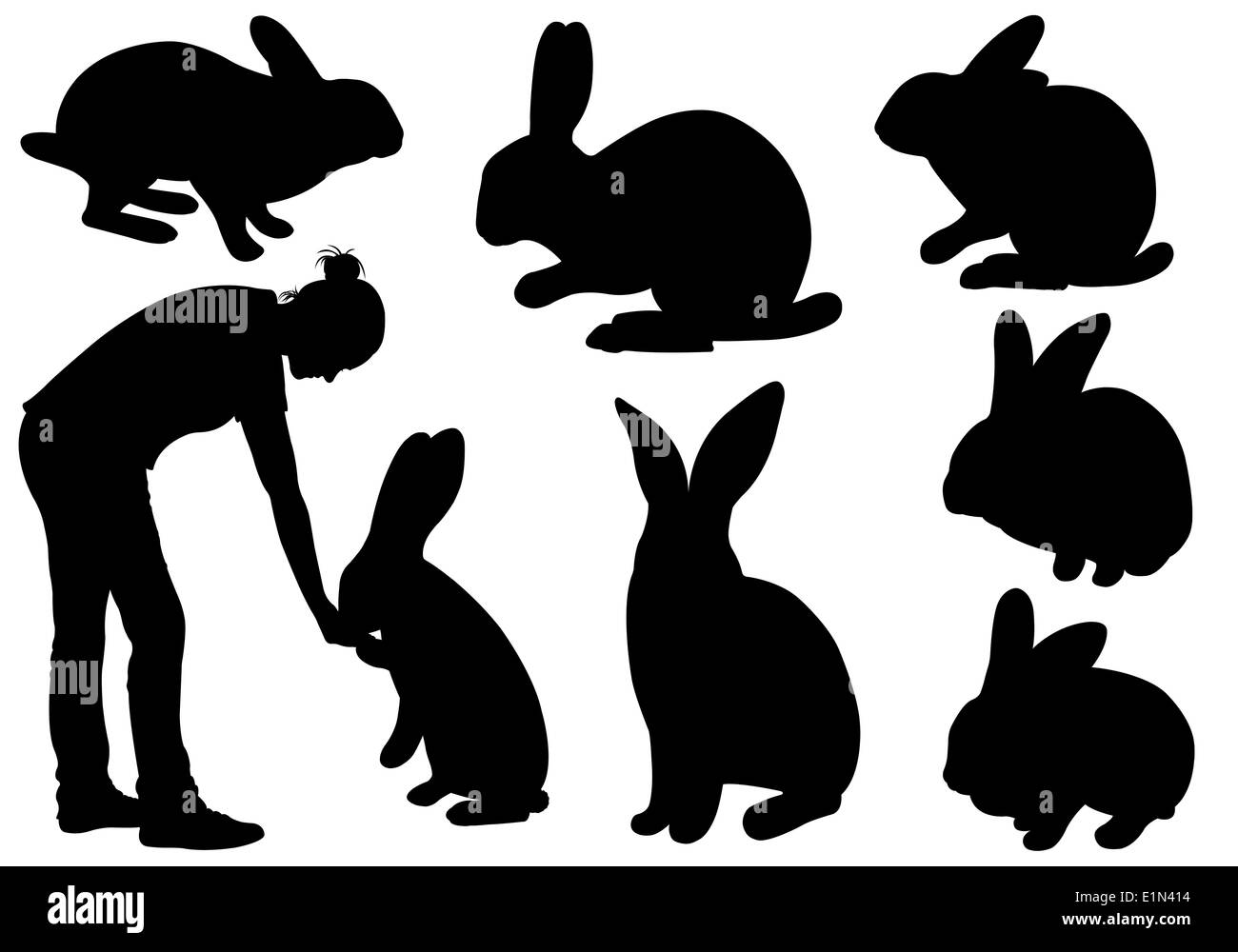 Set of different rabbits isolated on white Stock Photo - Alamy