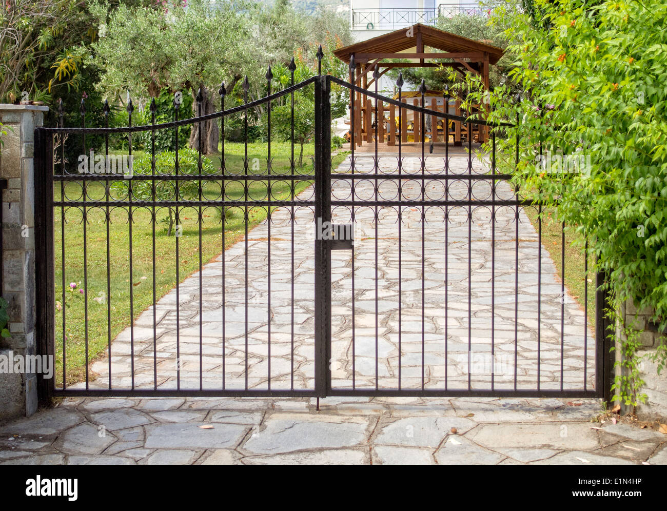 Steel security gates Stock Photo - Alamy