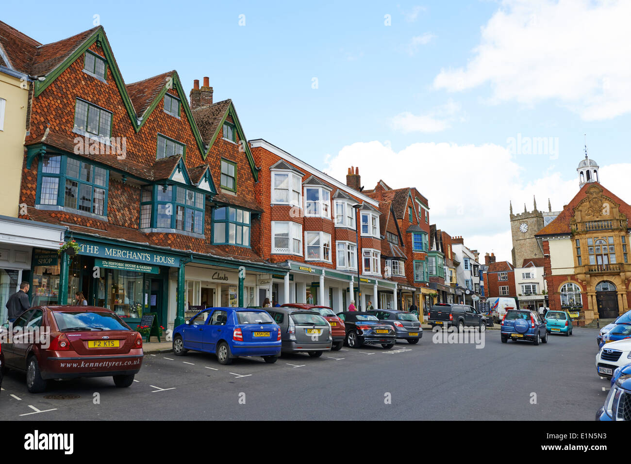 View along the High Street towards the Town Hall Marlborough Wiltshire ...