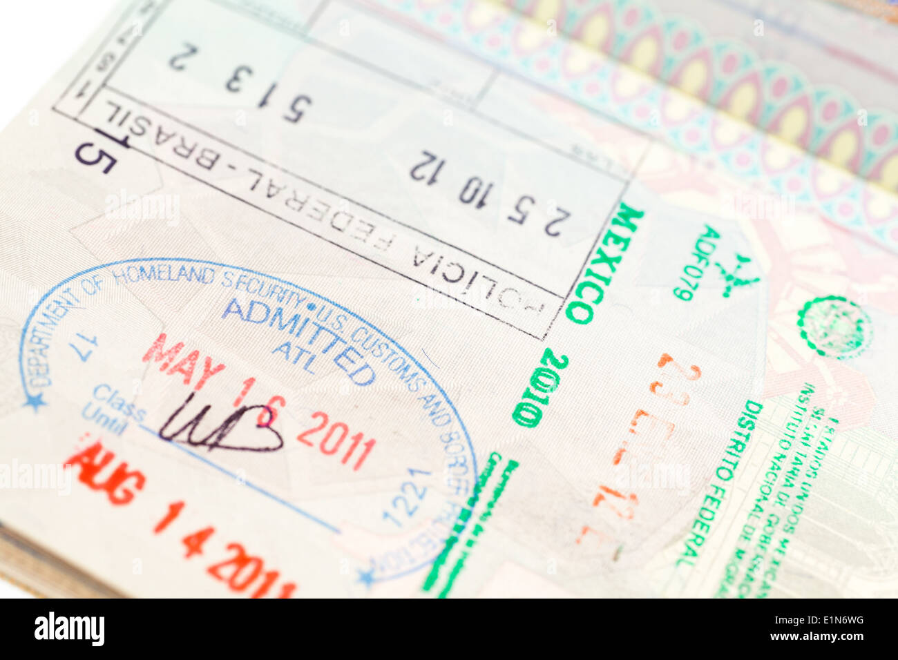 Detail of passport page with international entry visa Stock Photo - Alamy