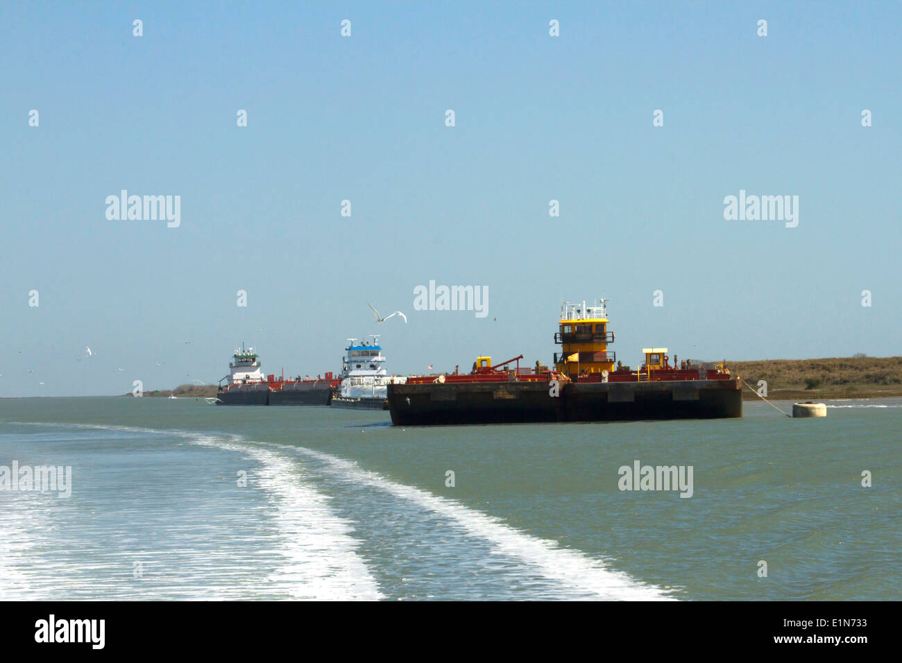 Vessels in the deep water shipping channel used to support the oil and ...