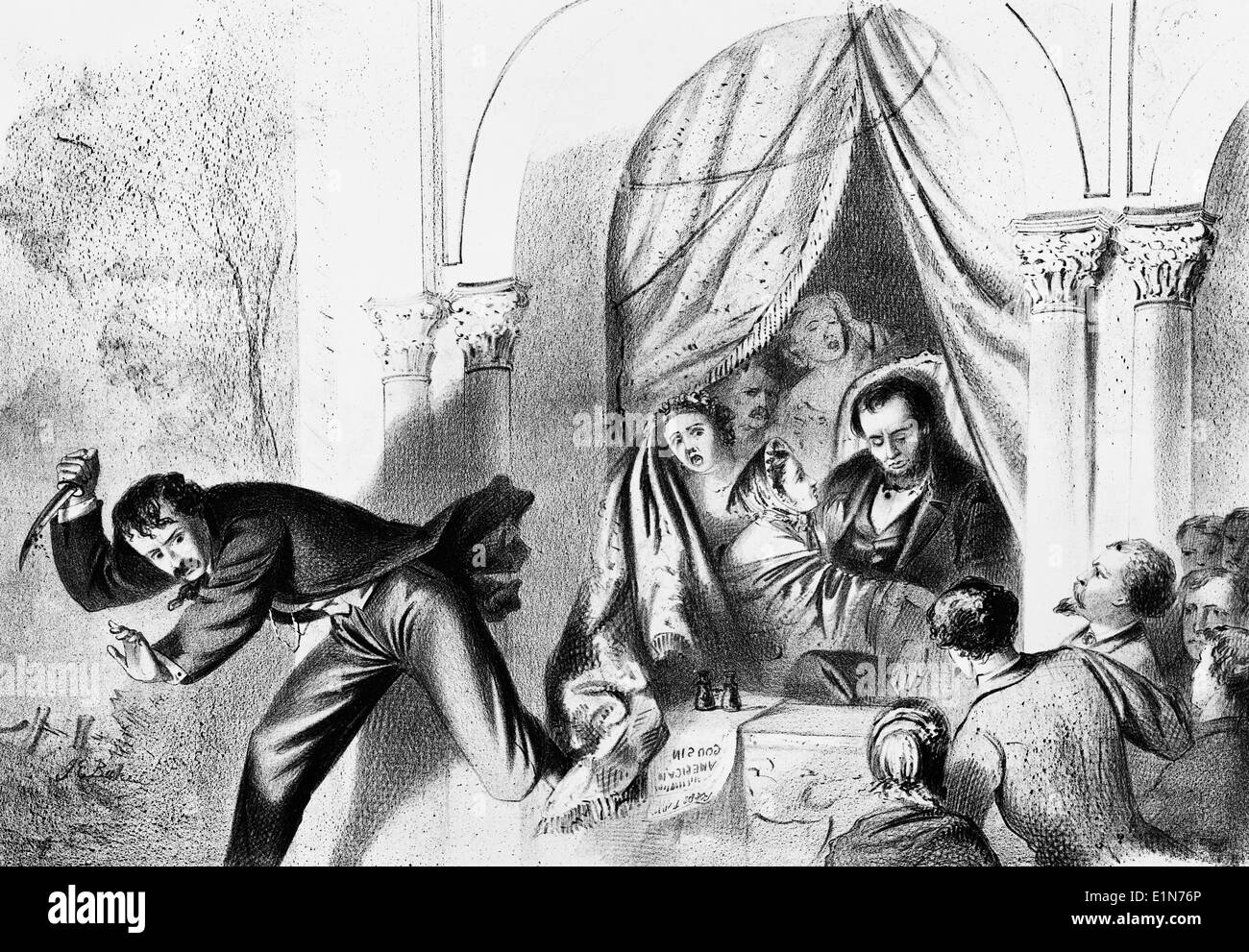 Vintage print depicting the assassination of Abraham Lincoln Stock ...