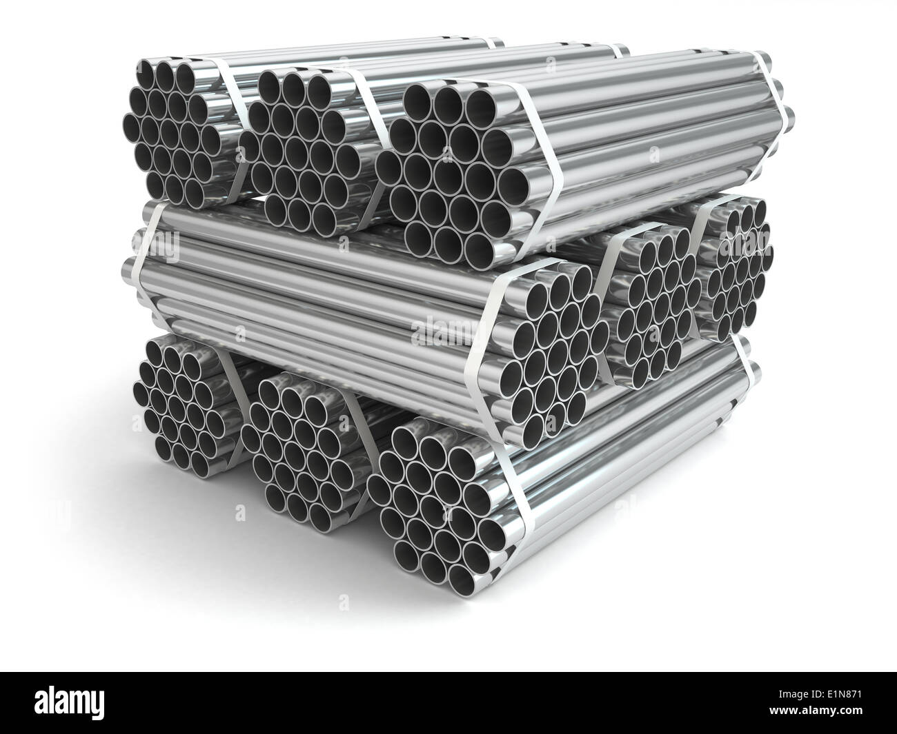 Metal pipes. Steel industry . Three-dimensional image, 3d Stock Photo ...