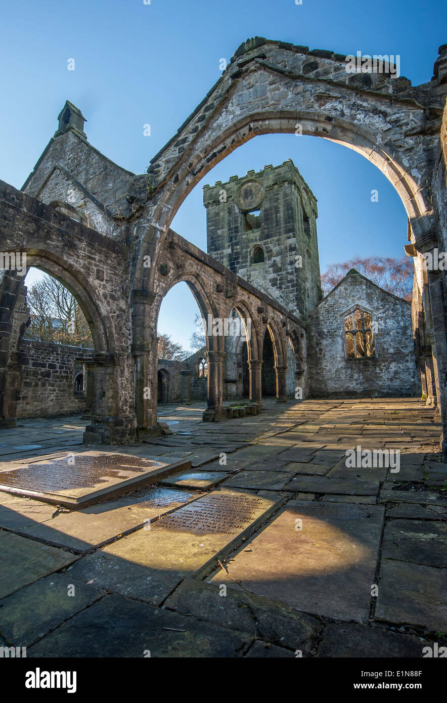 The empty shell of the ruins church of st thomas becket situated in the ...