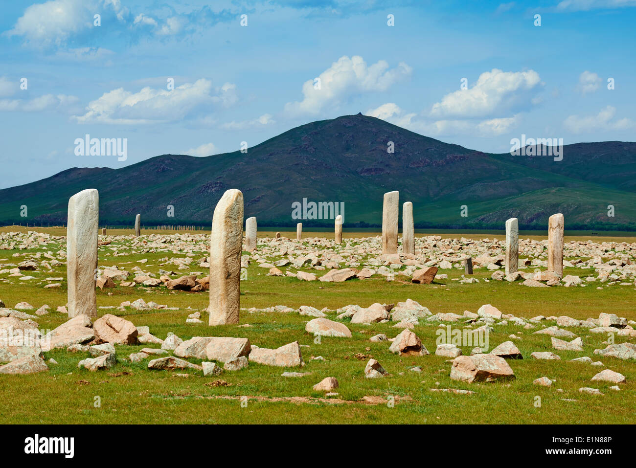 Mongolia, Arkhangai province, group of Deer Stones of Jargalantyn Am ...