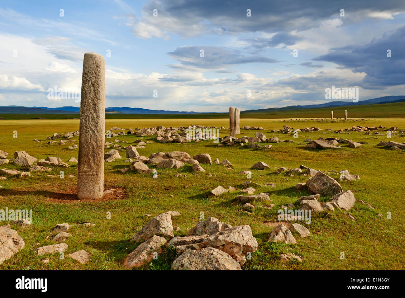 Mongolia, Arkhangai province, group of Deer Stones of Jargalantyn Am ...