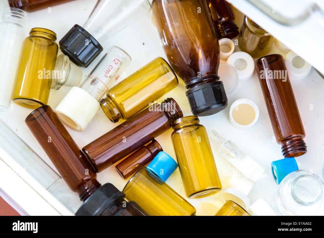 old laboratory with a lot of bottles Stock Photo - Alamy