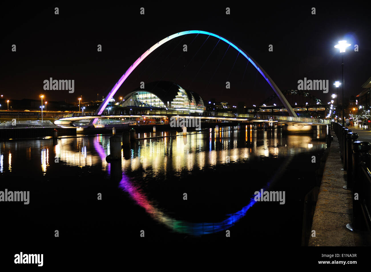 newcastle quay side at night Stock Photo - Alamy