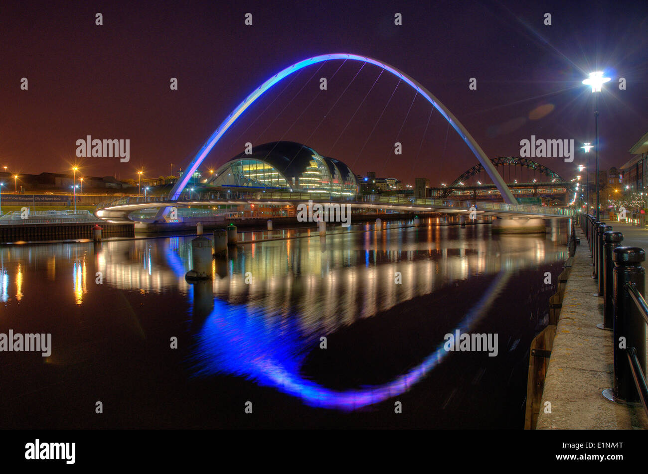newcastle quay side at night Stock Photo - Alamy