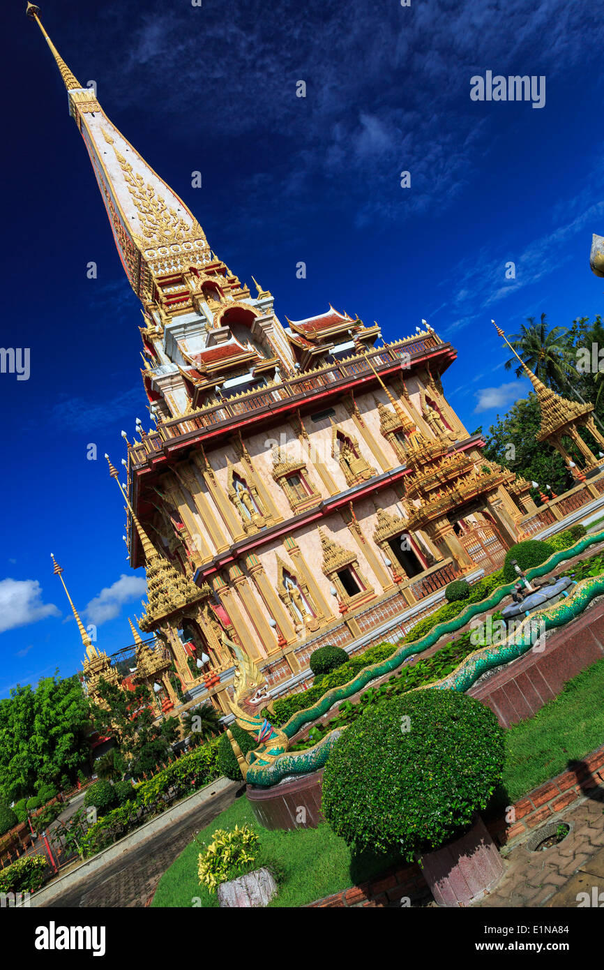 Wat Chalong is the most important temple of Phuket, tilt horizon Stock ...