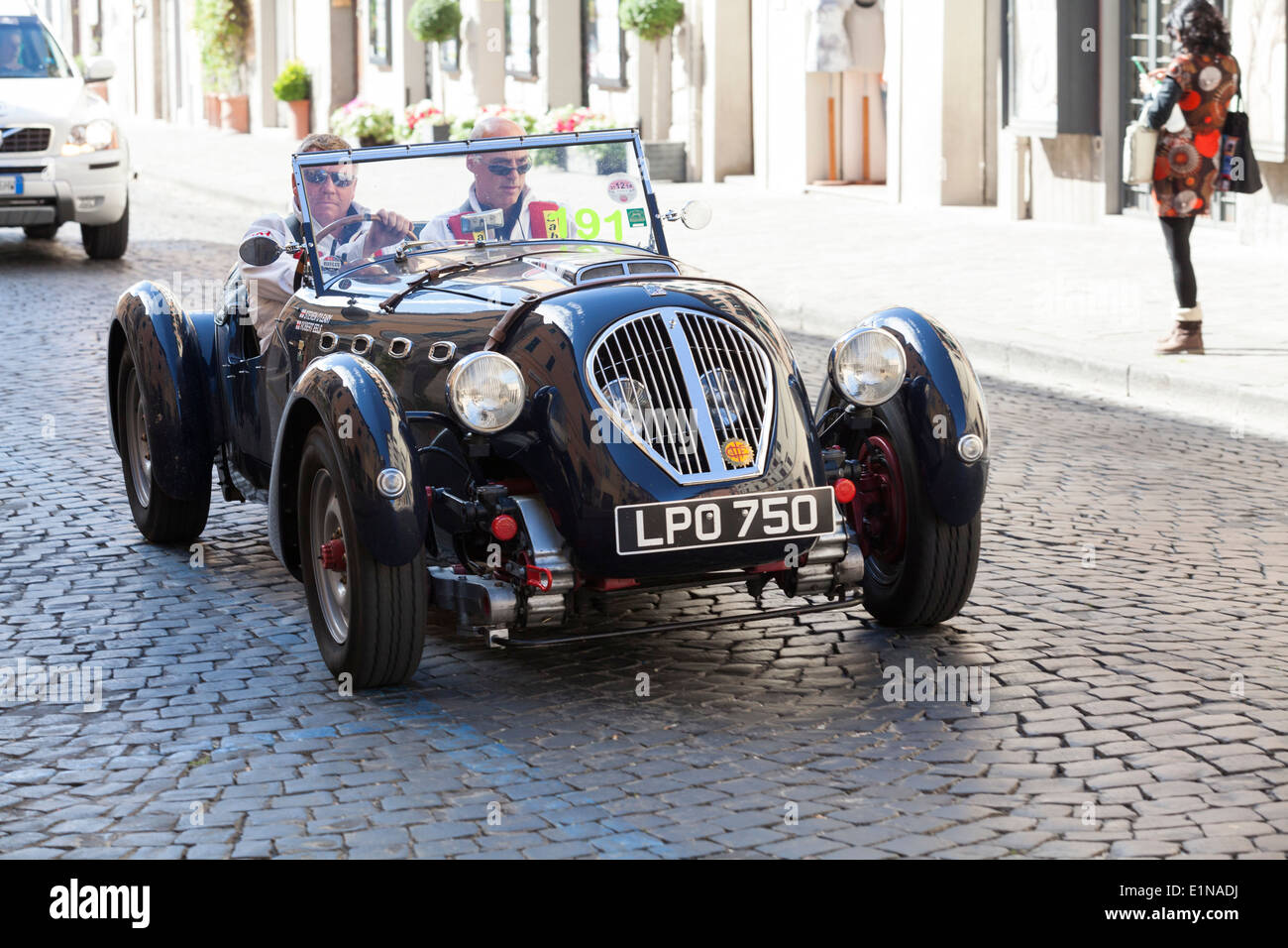 Steven O'Leary and Robert Eels of Great Britain driving a 1950 Healey ...