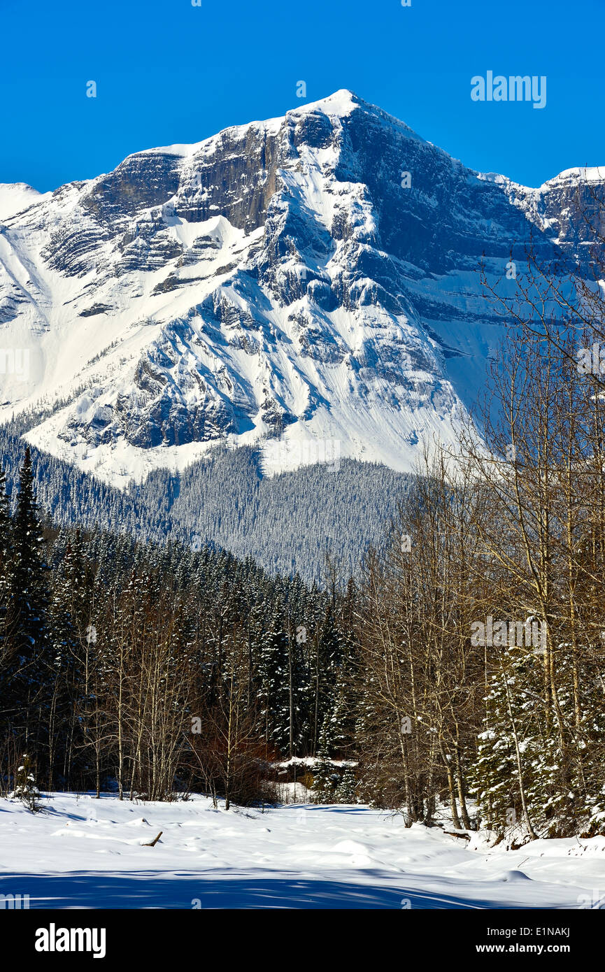 A snow-capped mountain near Brule in western Alberta Canada Stock Photo ...