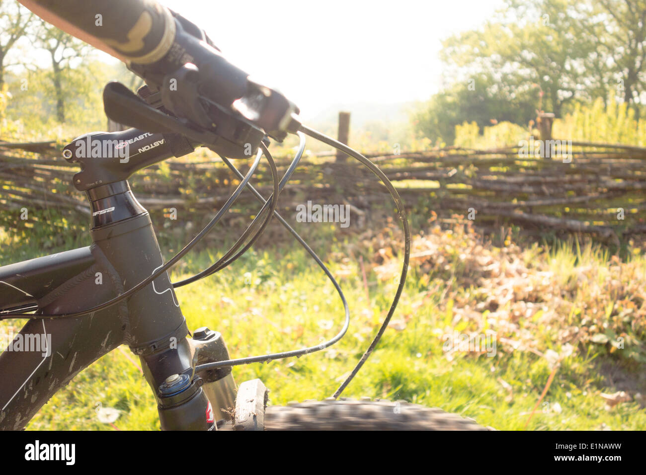 Closeup of the front of a mountain bike Stock Photo - Alamy