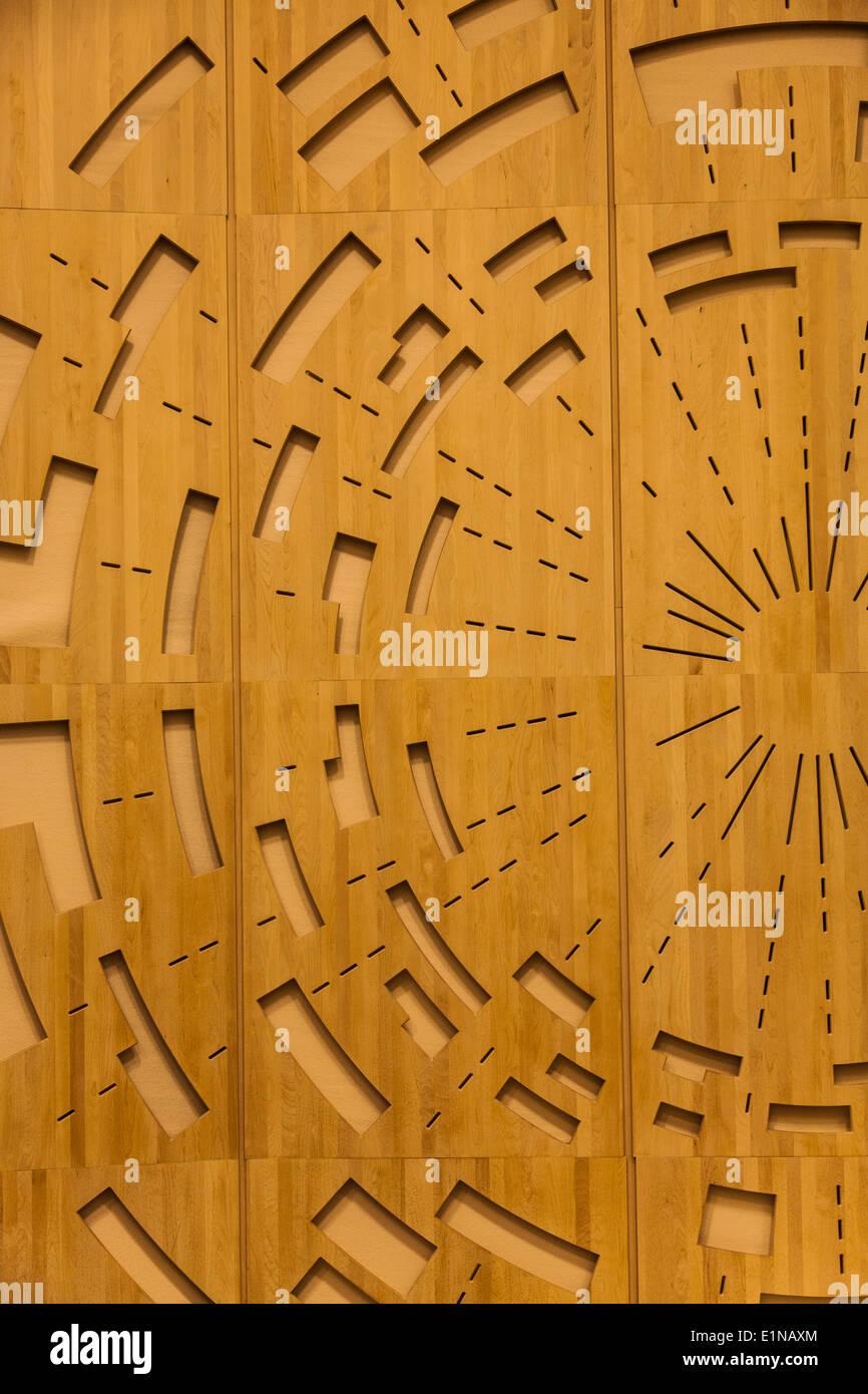 Abstract image of decorative wooden panels in the main auditorium at ...