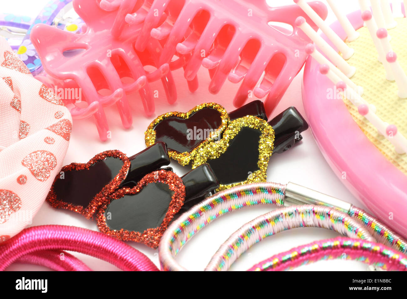 Set of hair items close-up on a white background Stock Photo - Alamy