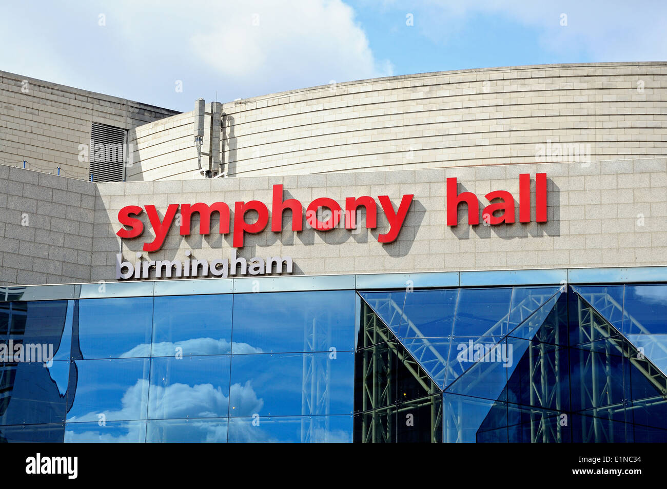 Part of the Symphony Hall building showing the name, Centenary Square ...
