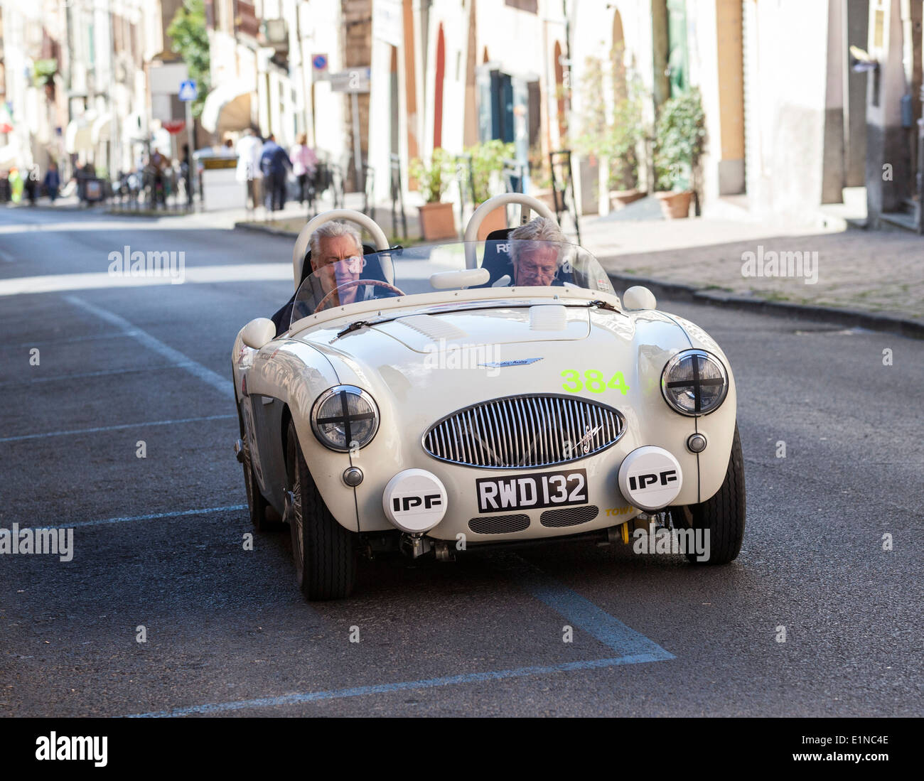 An Austin Healey 100 S sprite from 1955 in the mille miglia classic car ...