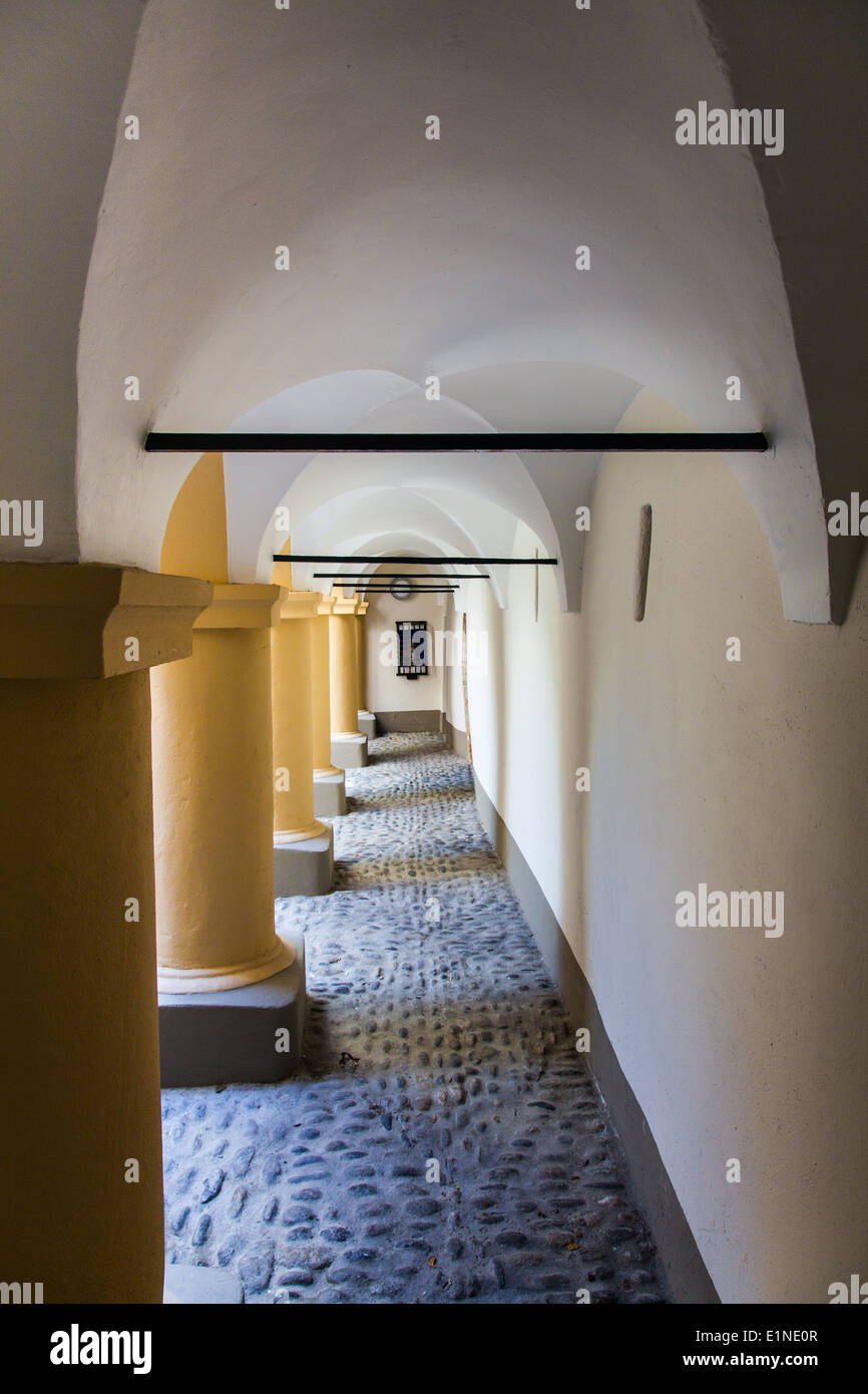 Arched architectural arcade on a building in Sion, Switzerland Stock ...