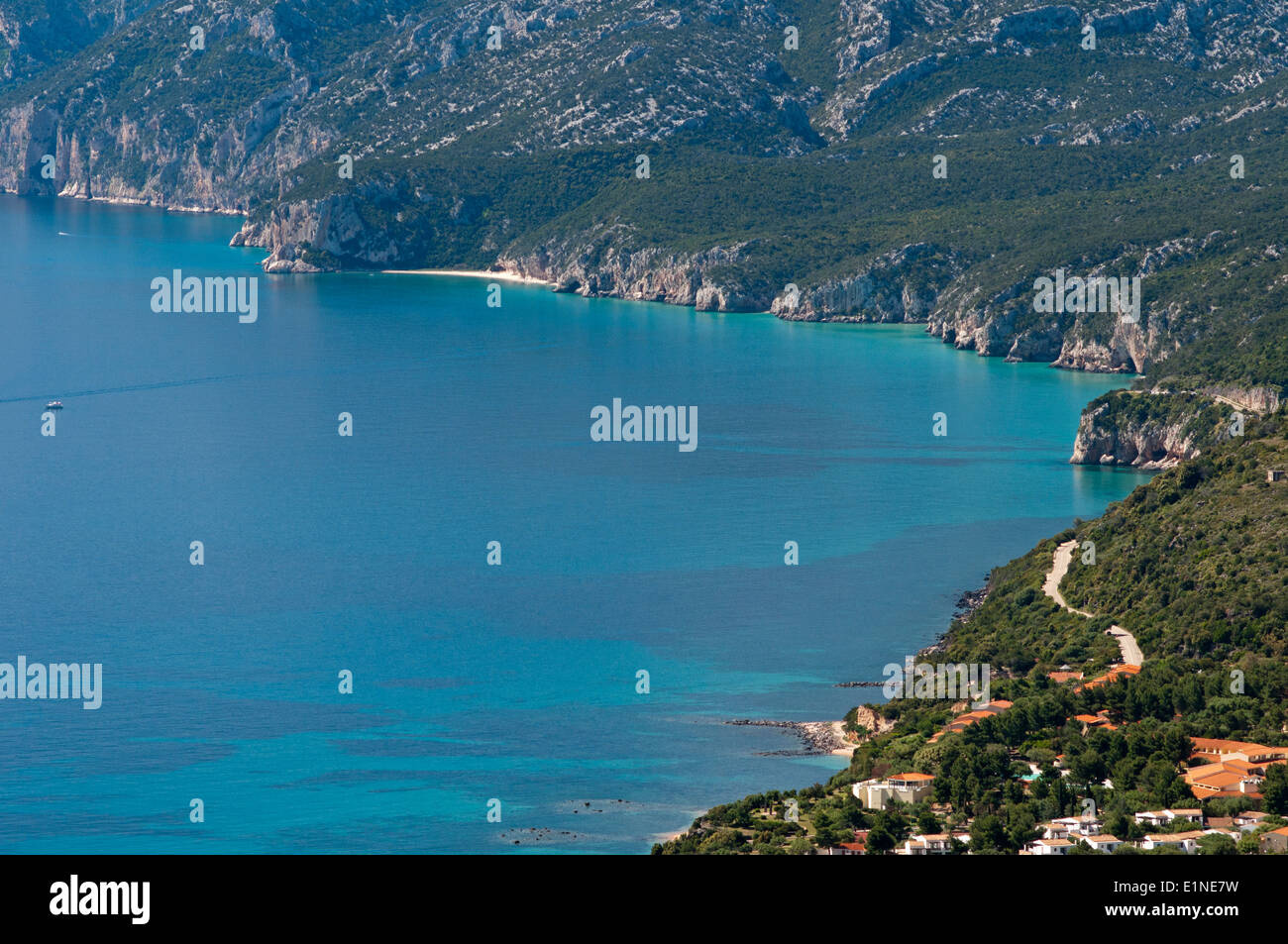 Aerial view of the Cala Gonone coast and Cala Luna beach, Orosei gulf ...