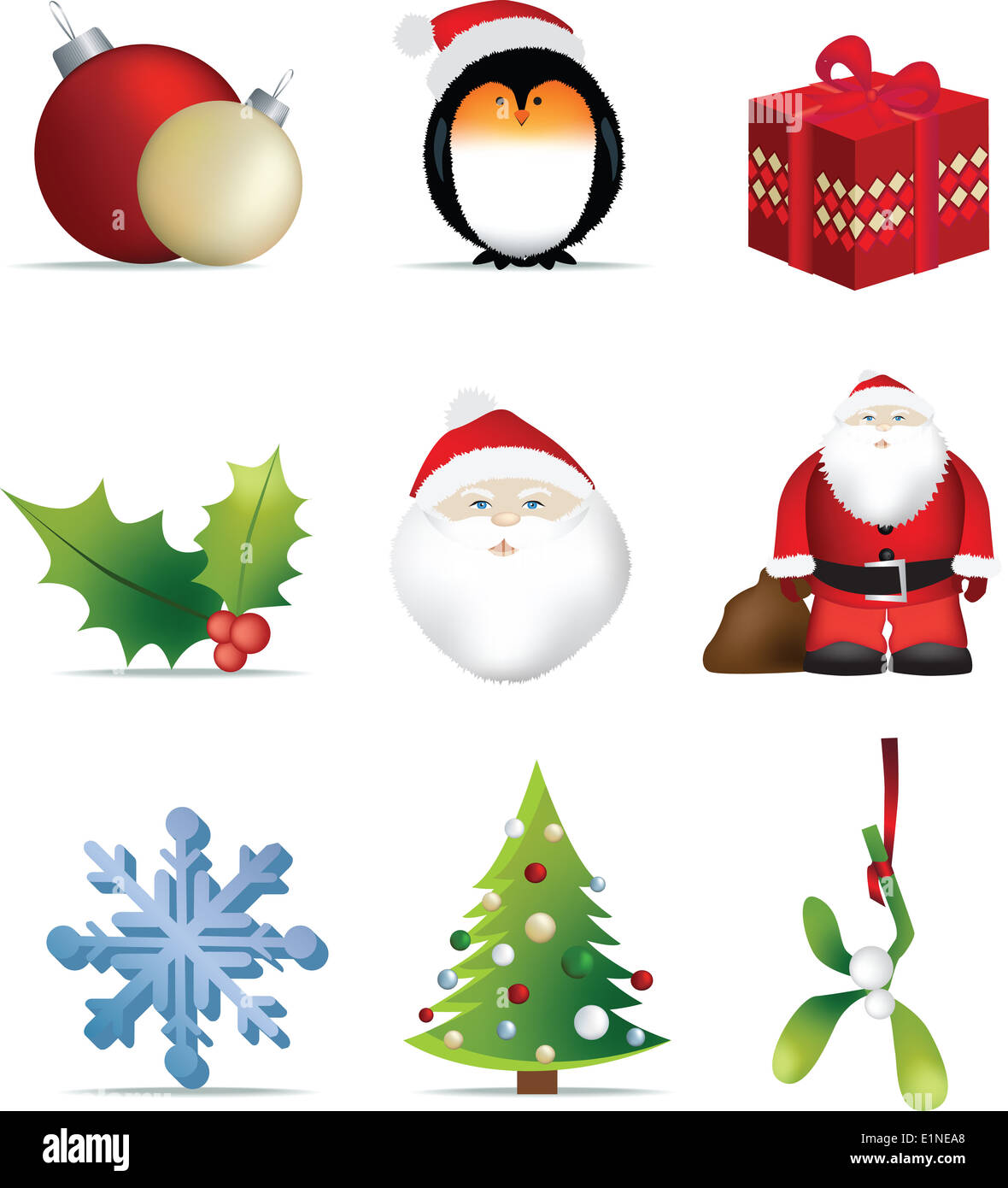 christmas set of detailed icon vector illustrations Stock Photo - Alamy