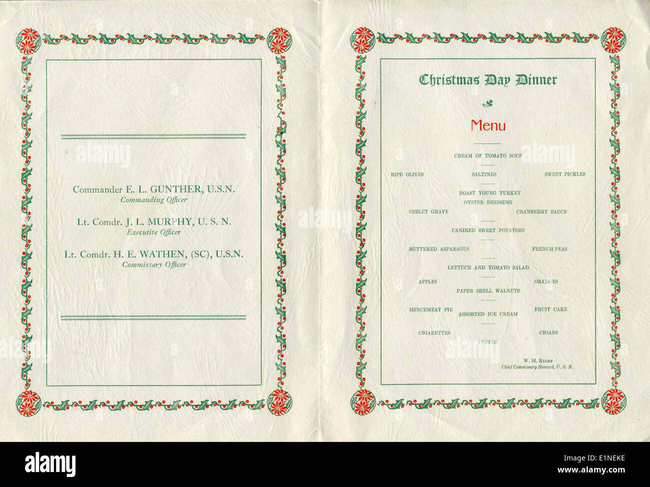 The 1937 Christmas menu from NAS Coco Solo, Panama, reflects the ...