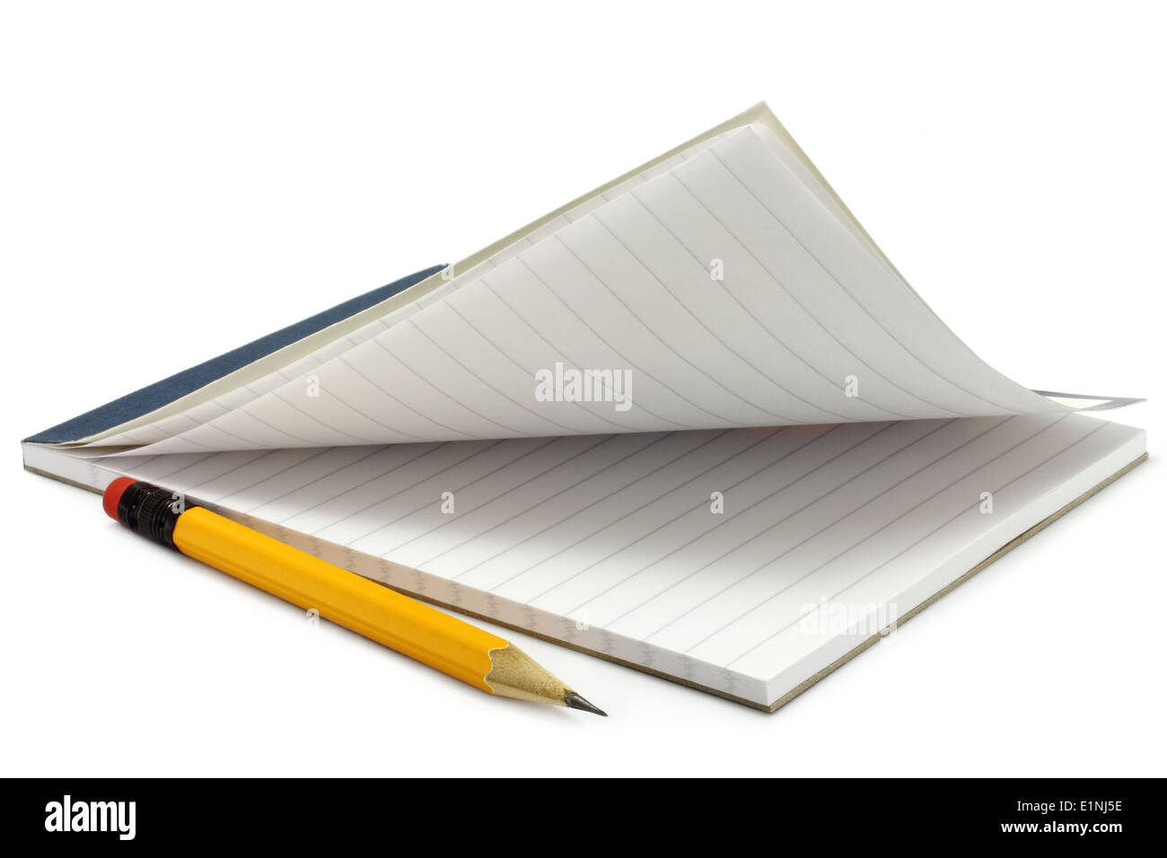 Notepad and pencil on a white background Stock Photo - Alamy