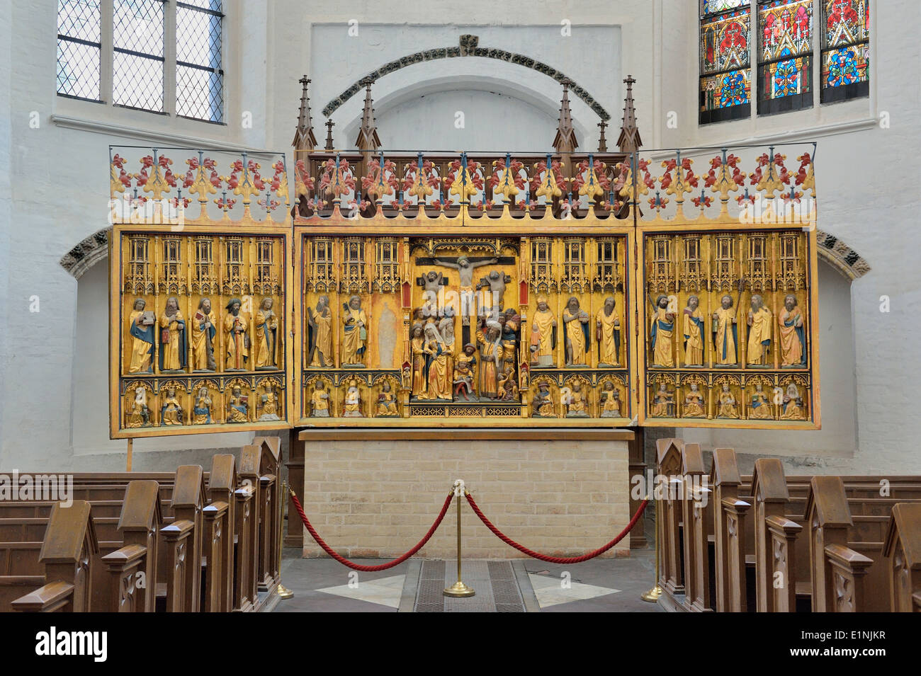Medieval Altarpiece St. Marien Church, Rostock, Mecklenburg-Western ...
