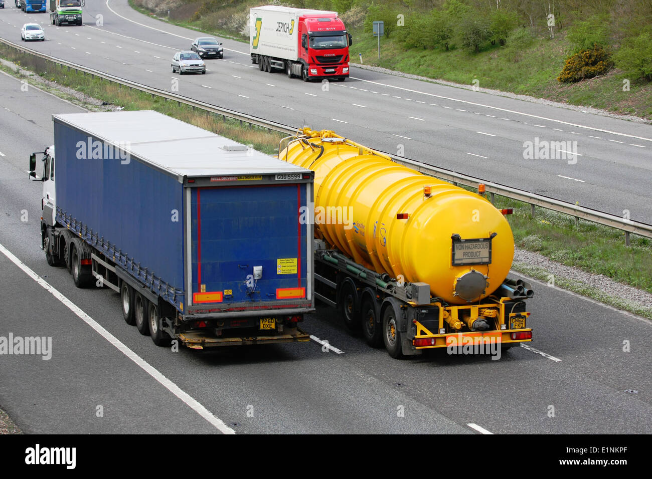 Trucks and cars traveling along the M20 motorway in Kent, England Stock ...