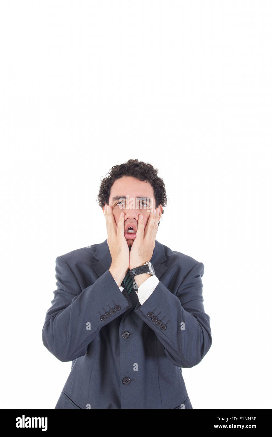 Depressed sad tired business man with desperate expression, Hopeless ...