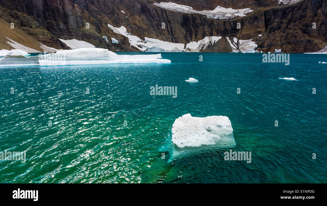Icebergs on Iceberg Lake, Many Glacier, Glacier National Park, Montana ...
