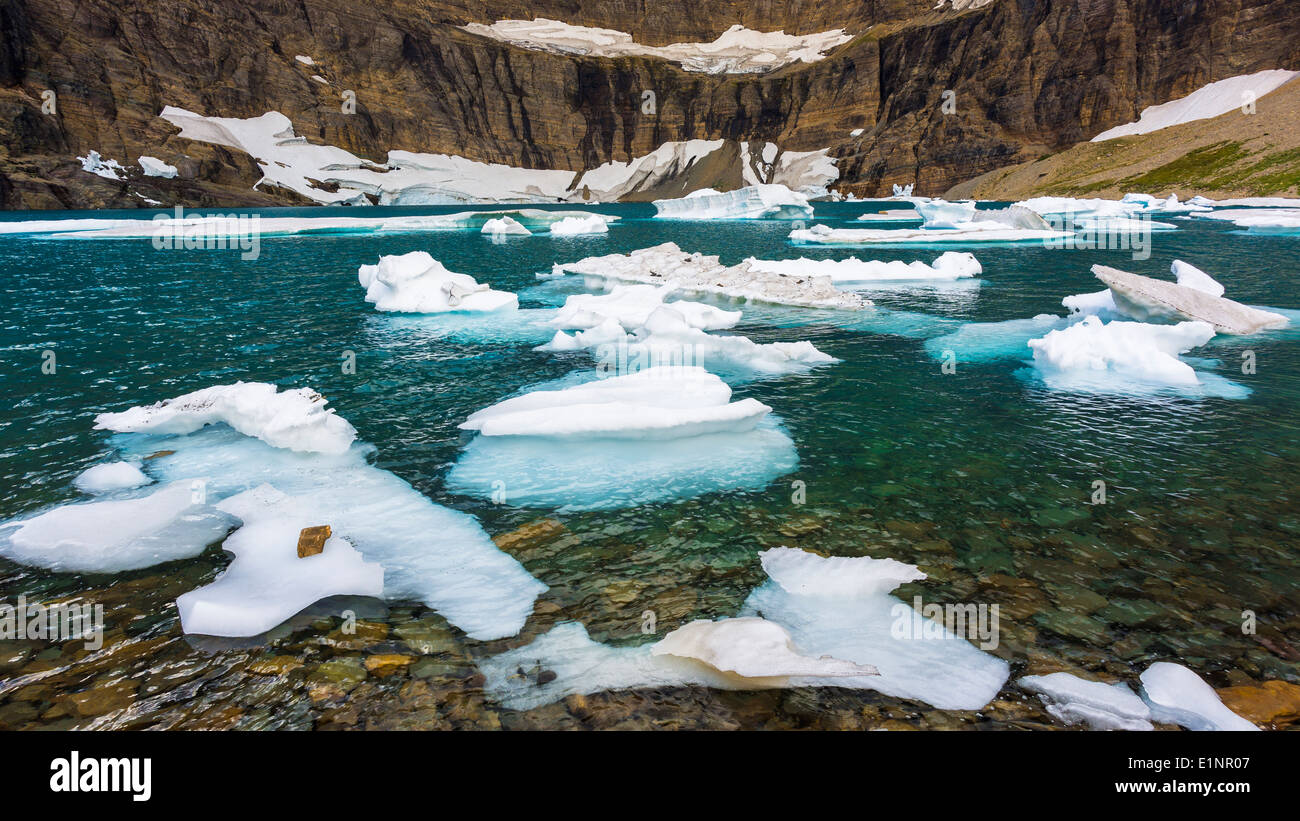 Icebergs on Iceberg Lake, Many Glacier, Glacier National Park, Montana ...