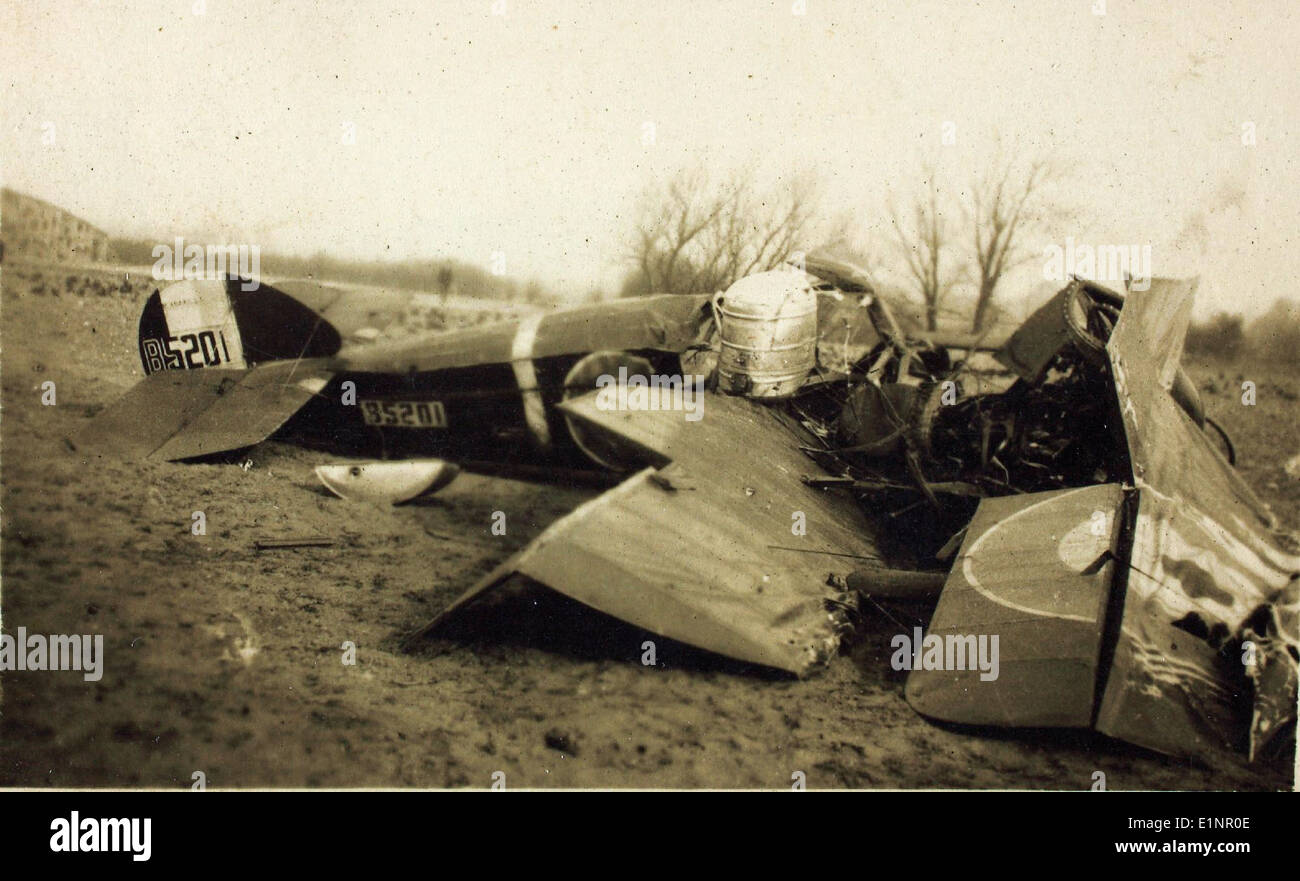 This image highlights an aircraft accident between 1917-1920, an era ...