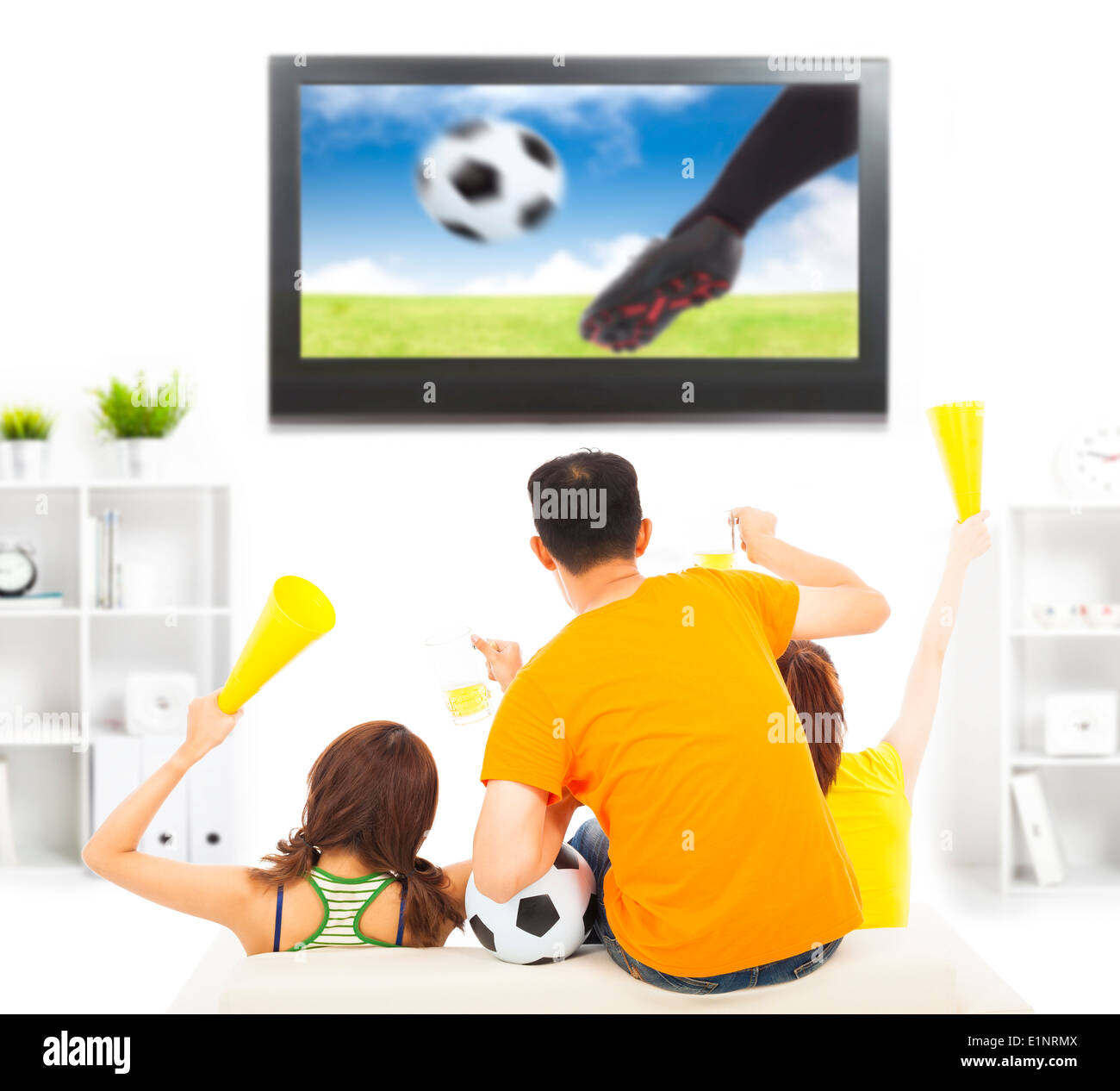 young fans yelling and while watching soccer game Stock Photo - Alamy