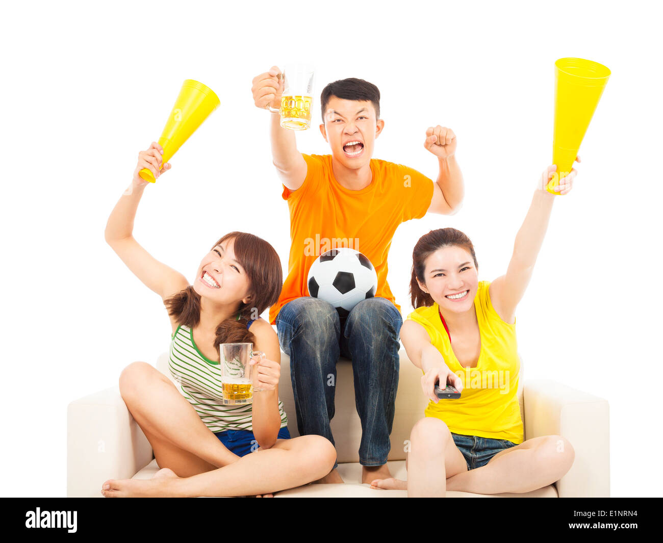 young people shouting to encourage their team win Stock Photo - Alamy