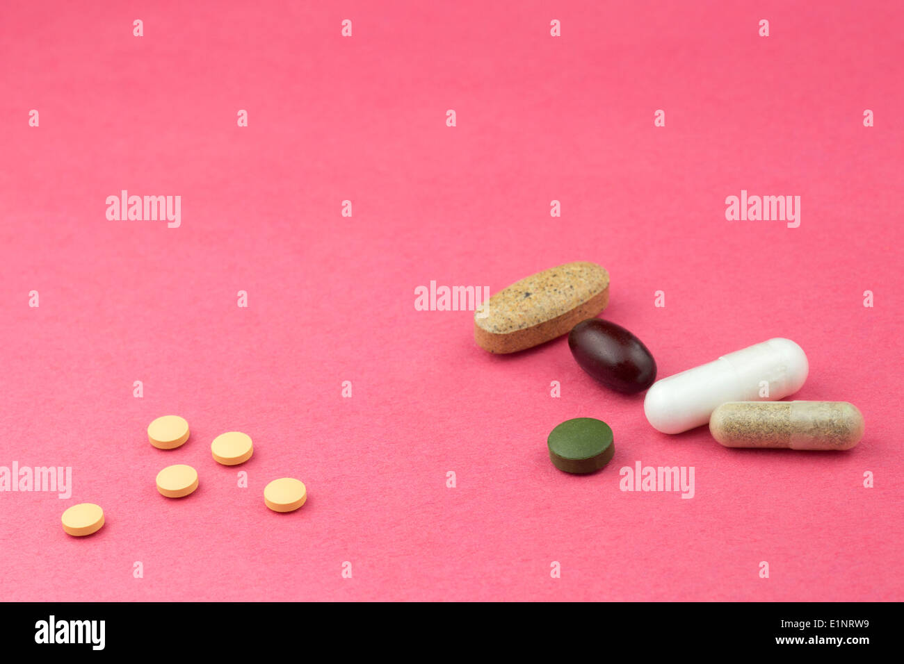 Statin pills and vitamin supplements (multivitamin, chlorella, Coenzyme ...
