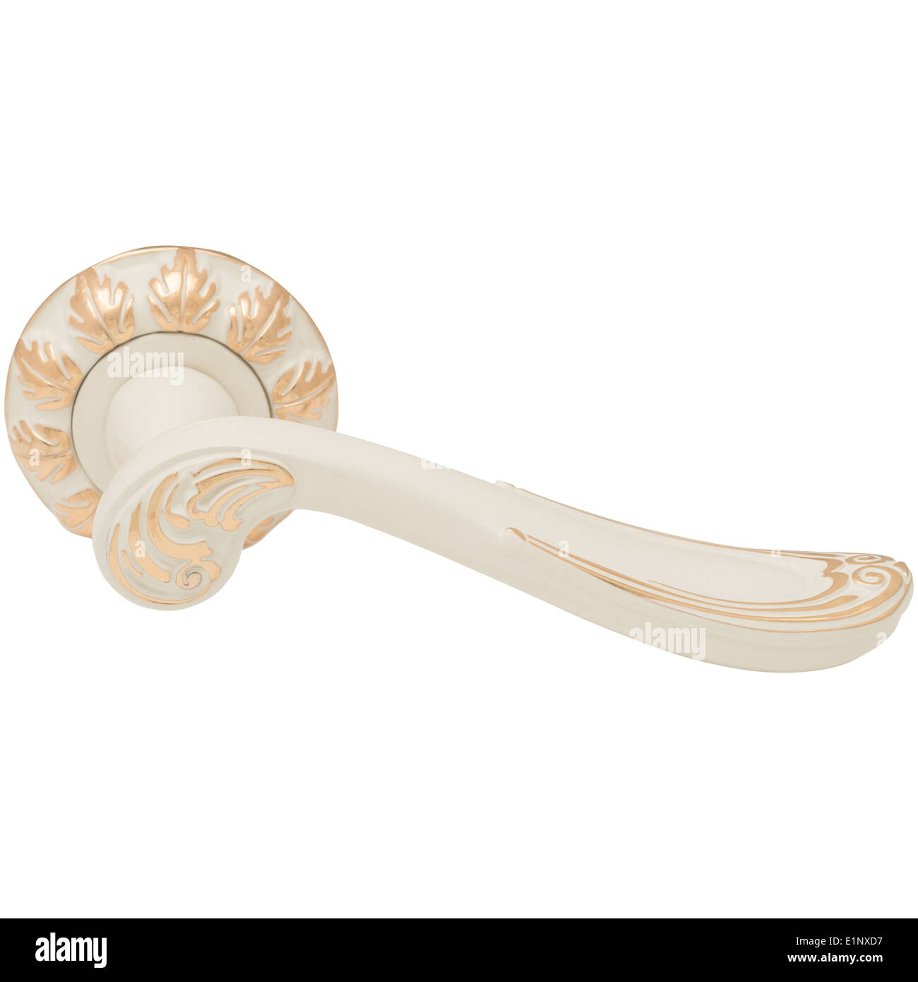 Classic door handle side view isolated on white Stock Photo - Alamy