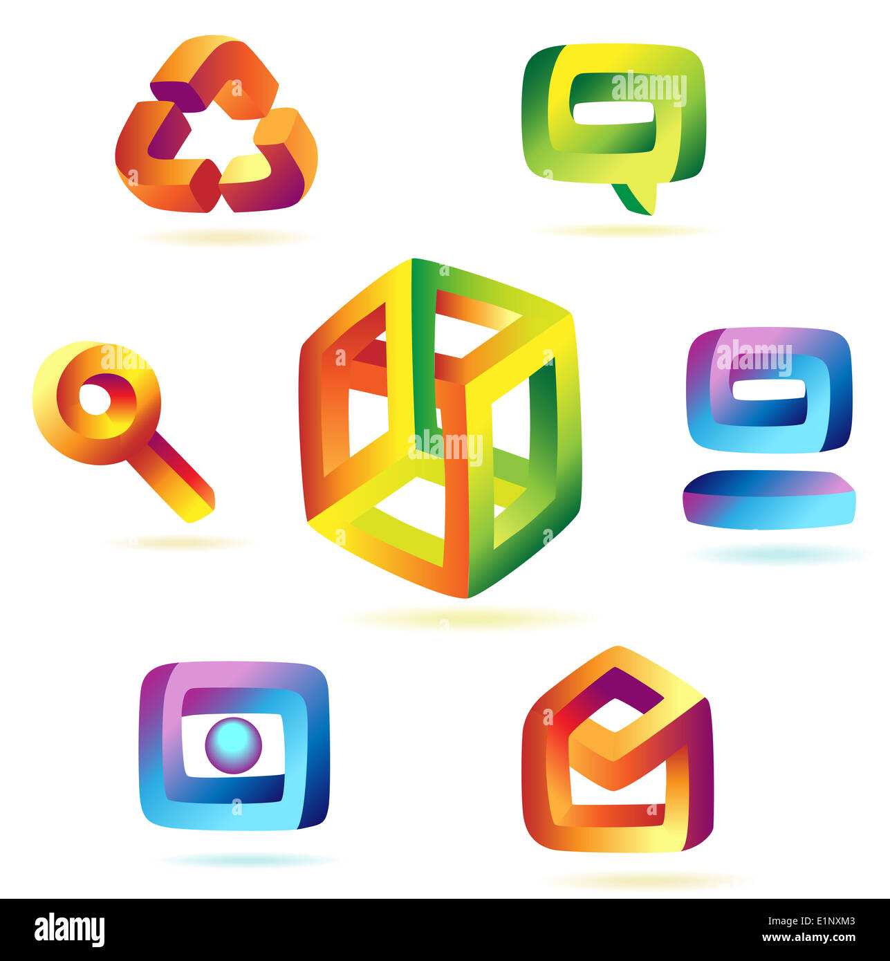 Paradoxical icons of iridescent colors. Raster version. Vector version ...