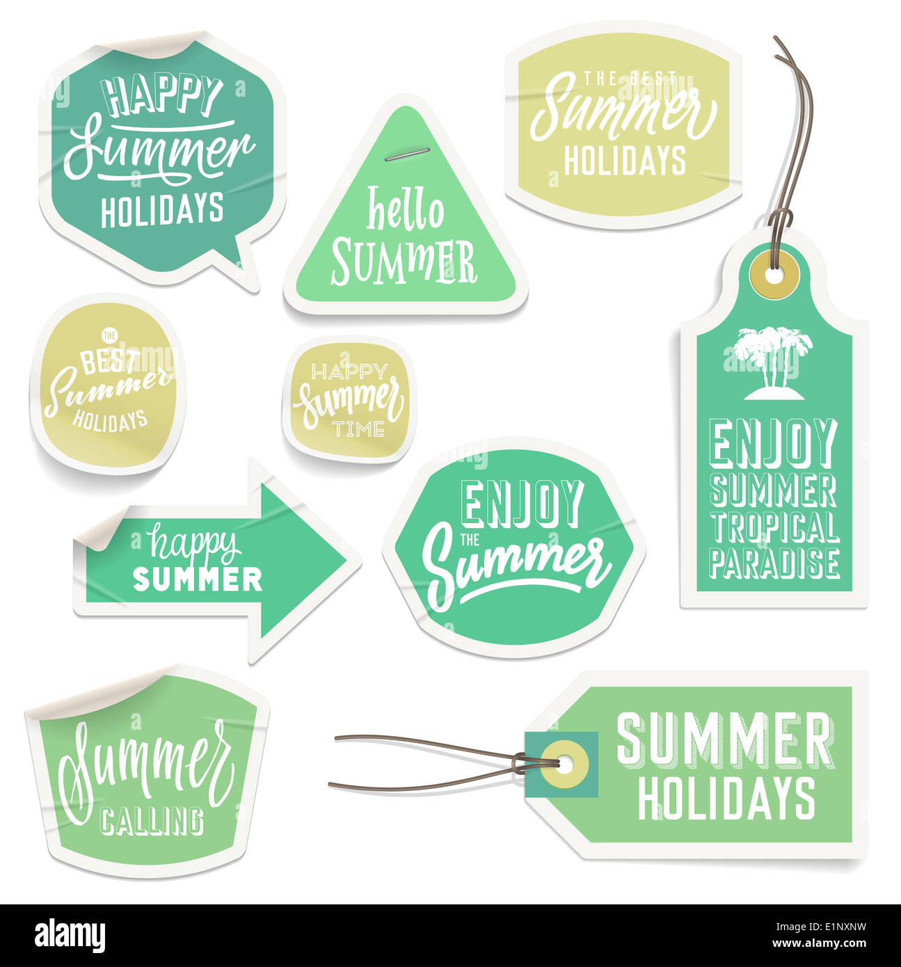 Summer holiday vacation stickers and labels design. Raster version ...