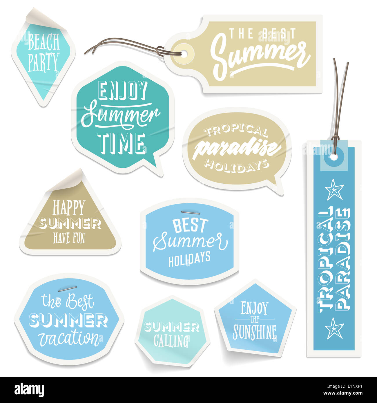 Summer holiday vacation stickers and labels design. Raster version ...