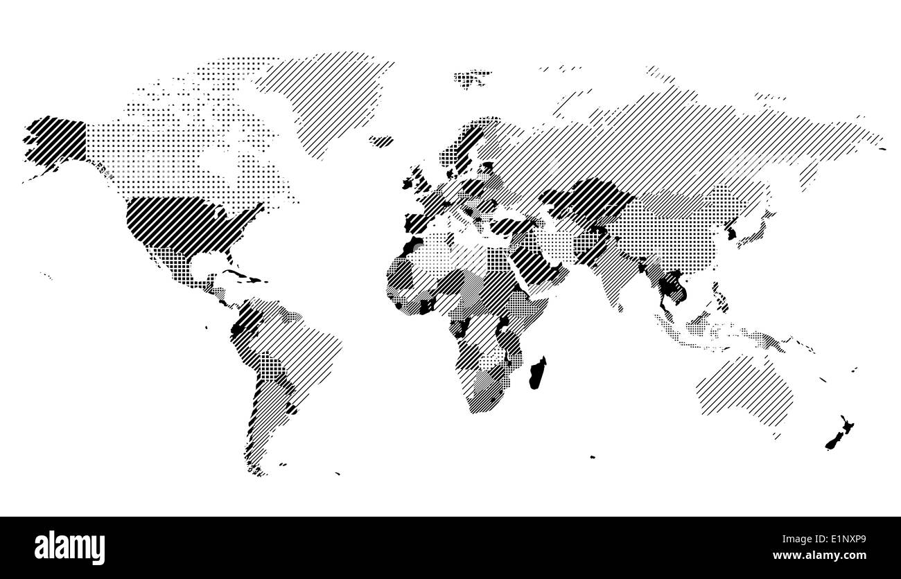 World map with textured countries Stock Photo - Alamy