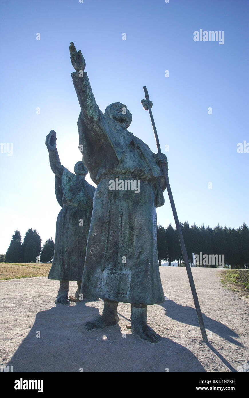 Bronze statue of Pilgrims on Monte do Gozo, or Hill of the Joy, last ...