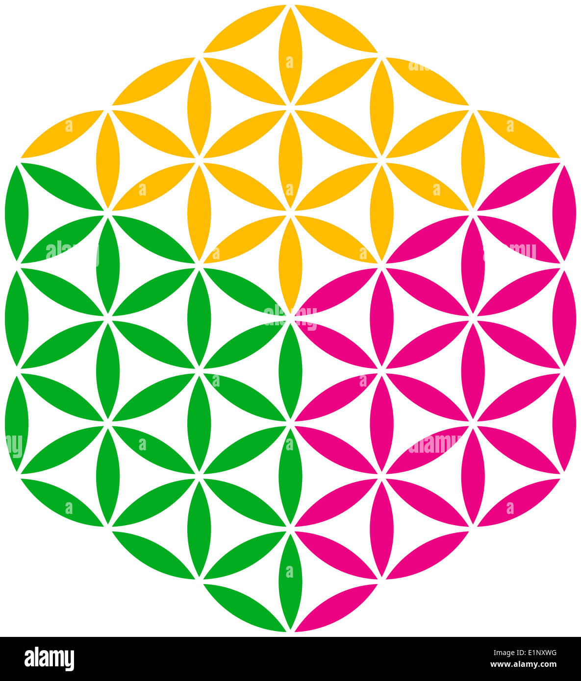 Flower of Life Cube, created with three different colors. llustration ...