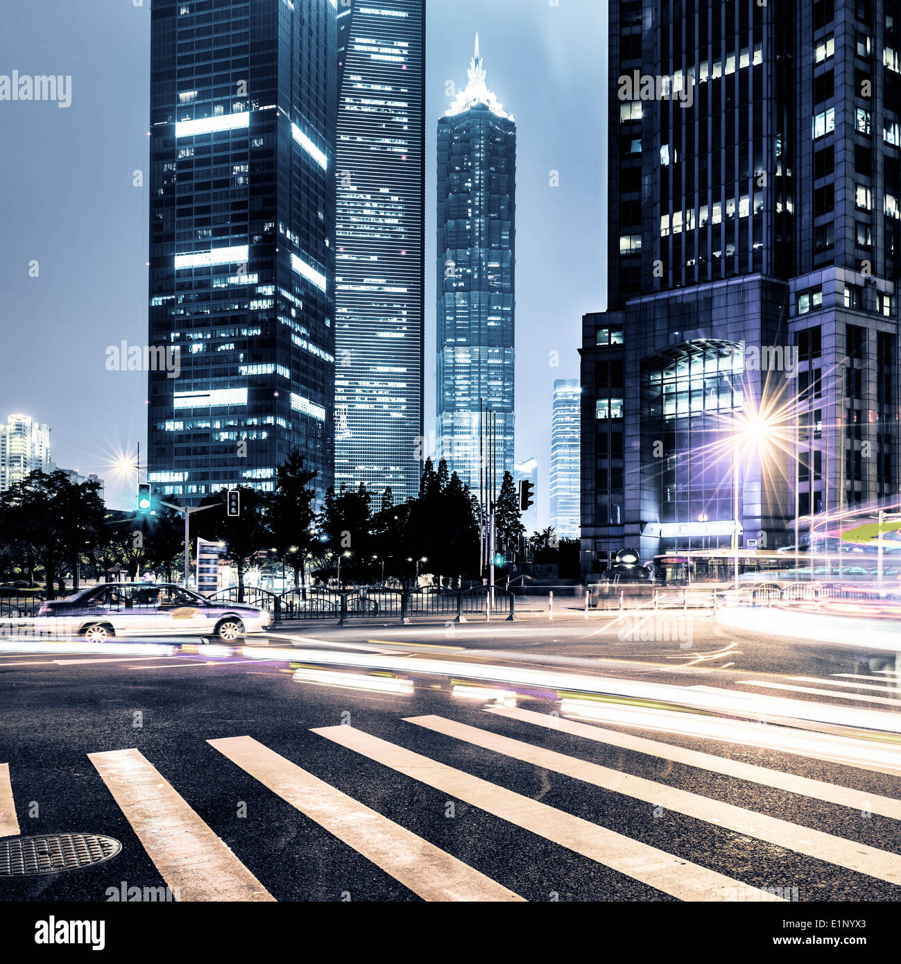 Shanghai Lujiazui Finance and Trade Zone of the modern city night ...