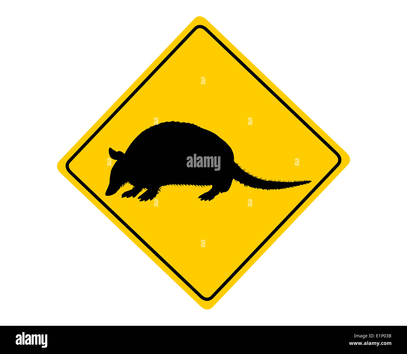Armadillo warning sign Stock Photo - Alamy