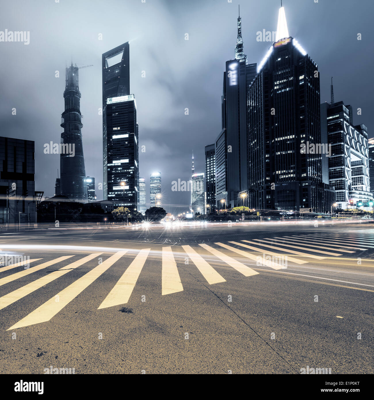 Shanghai Lujiazui Finance and Trade Zone of the modern city night ...