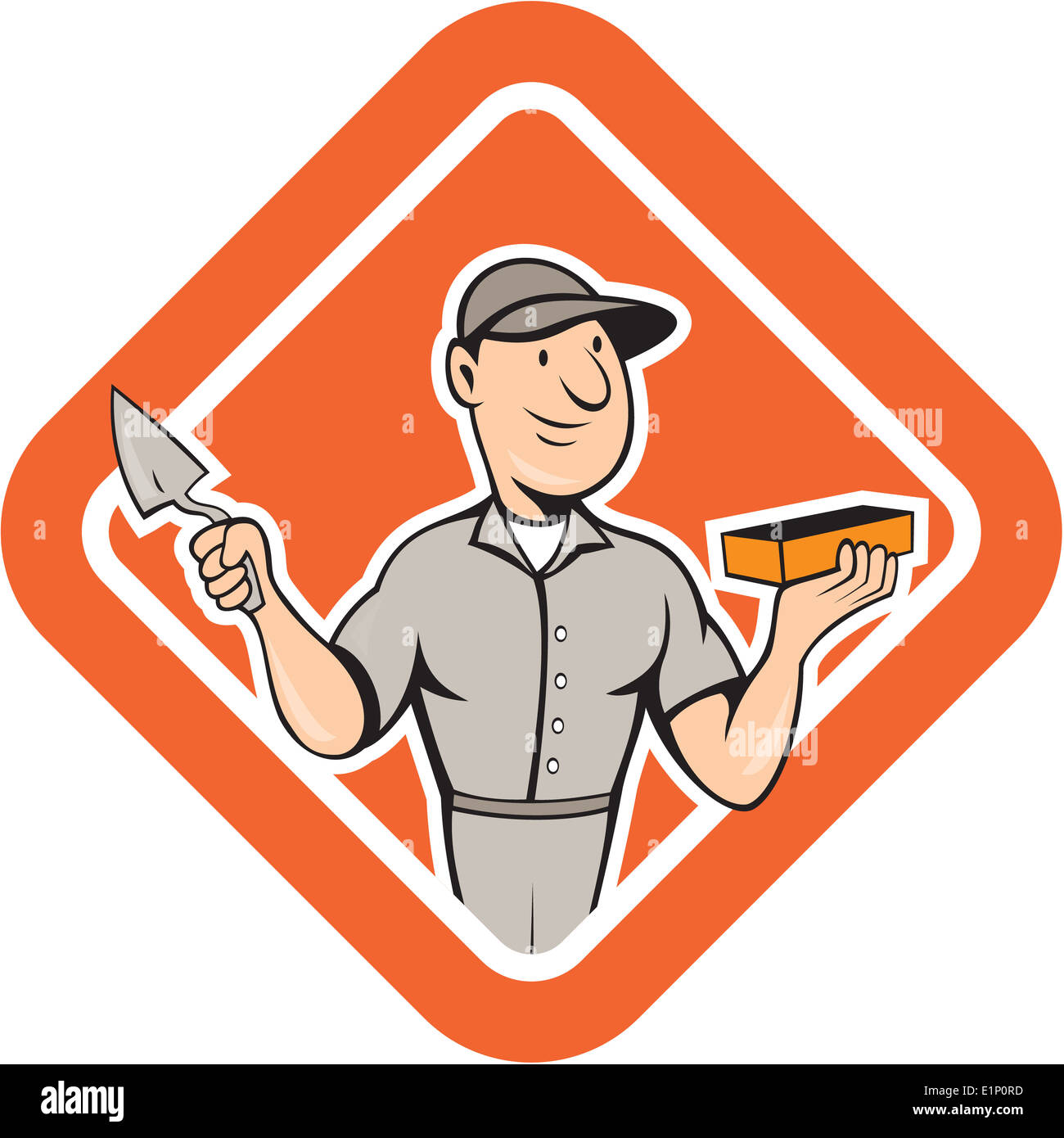 Illustration of a bricklayer mason plasterer worker holding trowel and ...