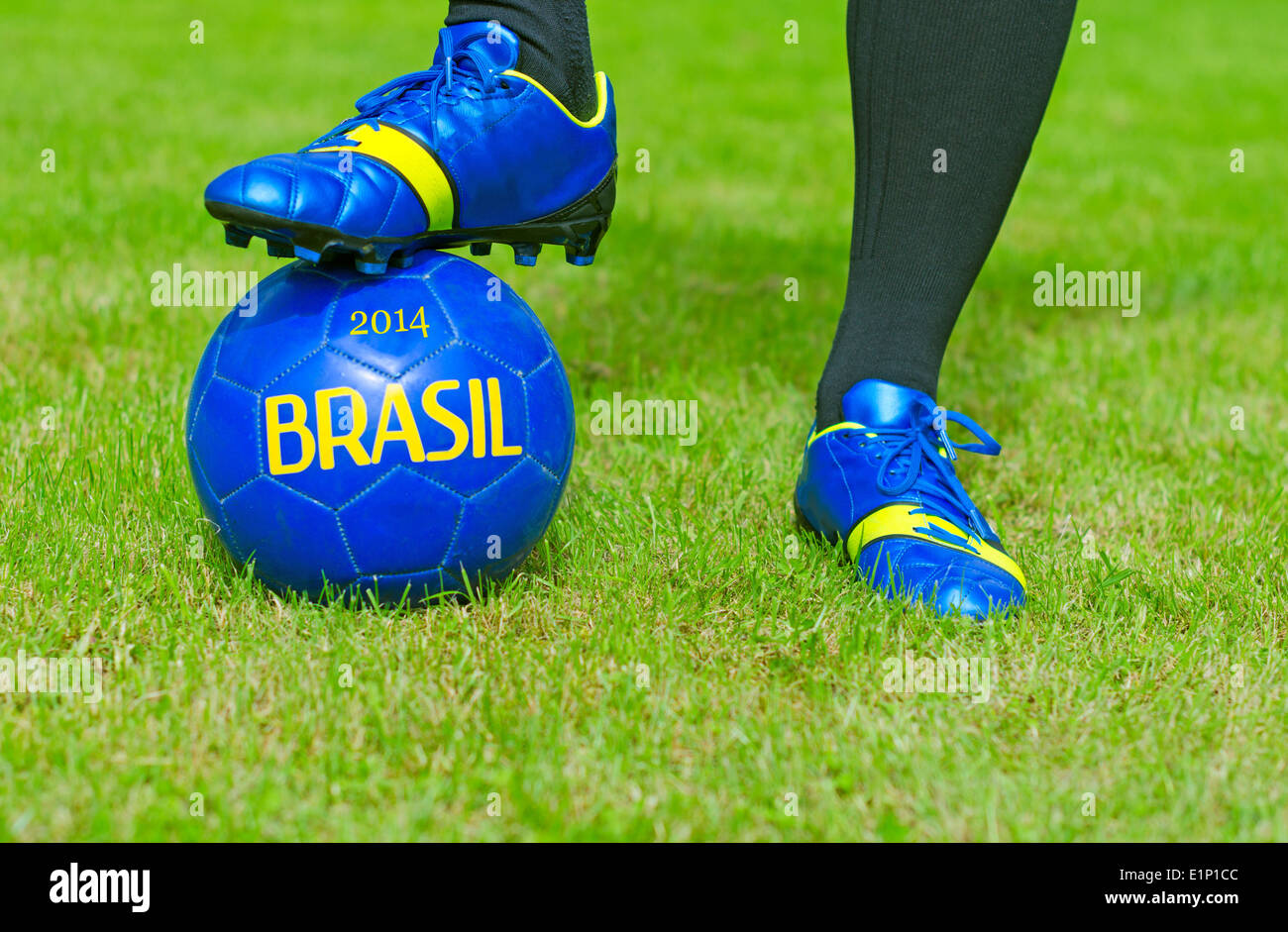 Brazil 2014. Football player is ready to play Stock Photo - Alamy