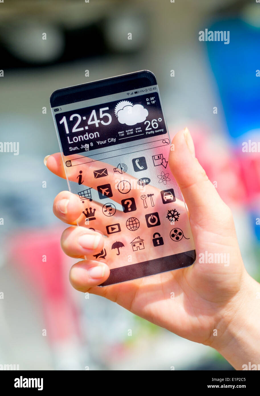 Smartphone with transparent screen in human hands Stock Photo - Alamy