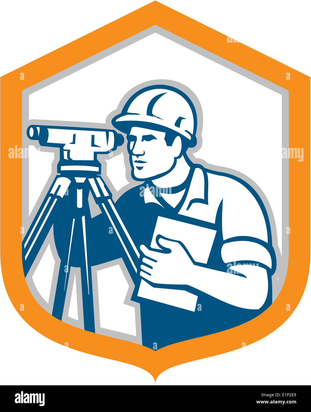 Illustration of a surveyor geodetic engineer with theodolite instrument ...